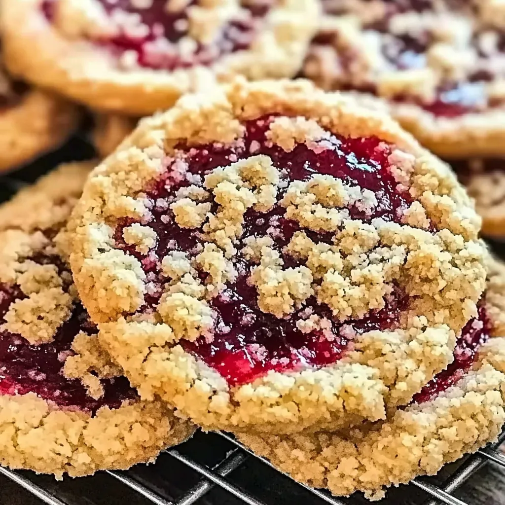 Buttery Raspberry Crumble Cookies with a Sweet Jam Filling - sublimecake